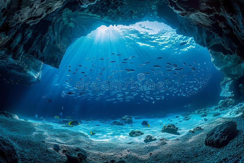 AI Generated Illustration of an Underwater Scene with Sun Rays ...