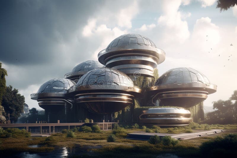AI-generated Illustration of a Unique Building with Multiple Domes ...