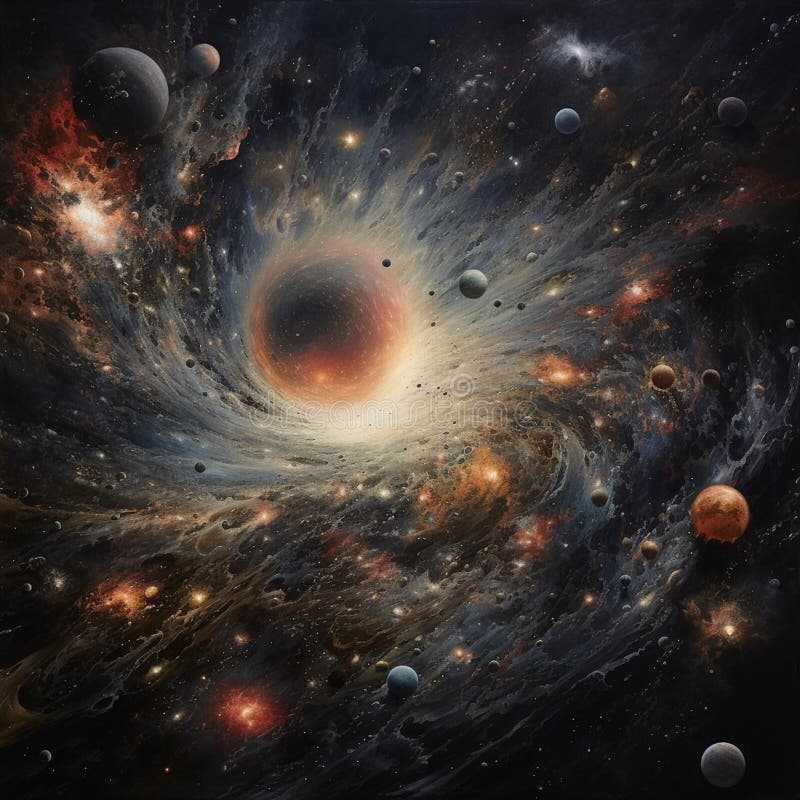 AI Generated Illustration of the Universe, with Planets, Stars and a ...
