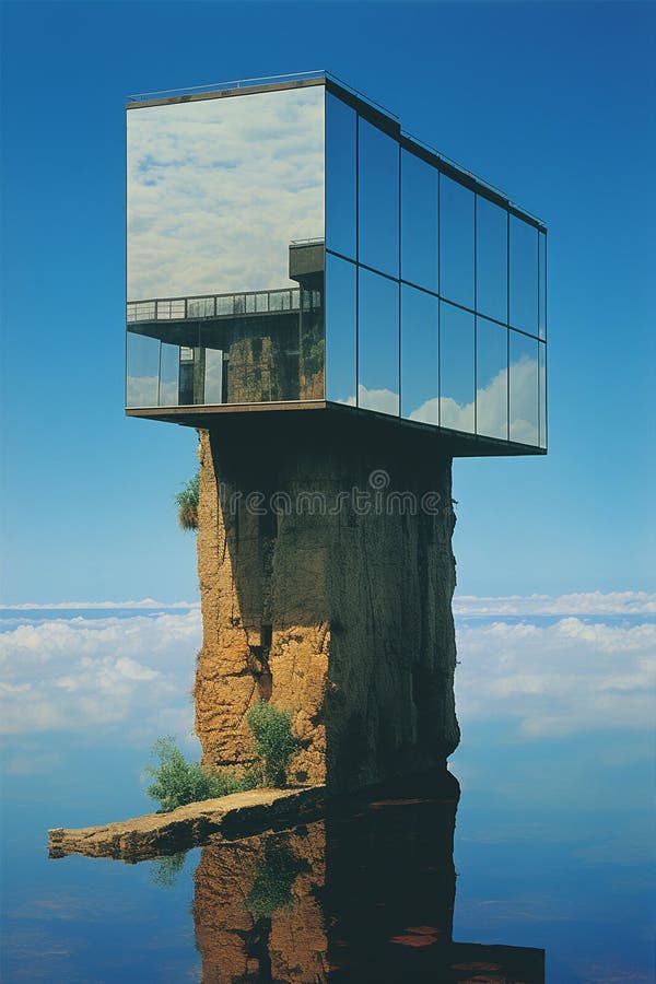 AI Generated Illustration of an Unusual Structure Perched Atop a Rocky ...