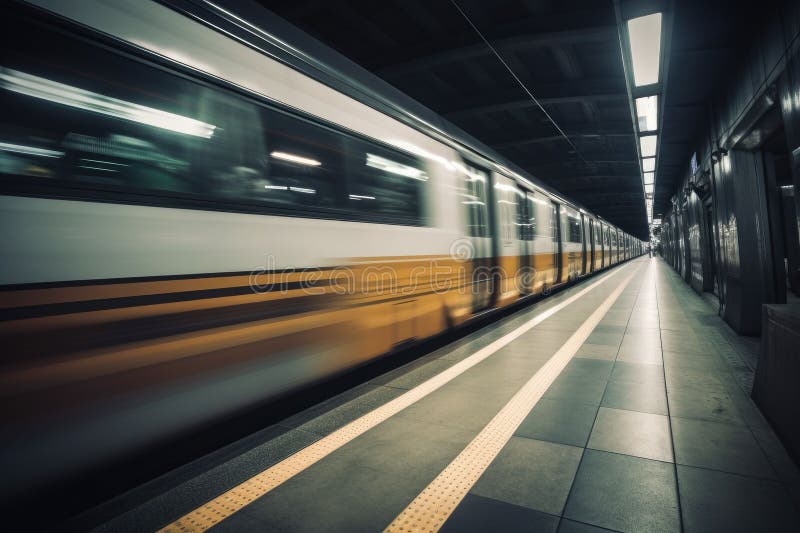 AI-generated Illustration of an Urban Train Passing by a Deserted ...