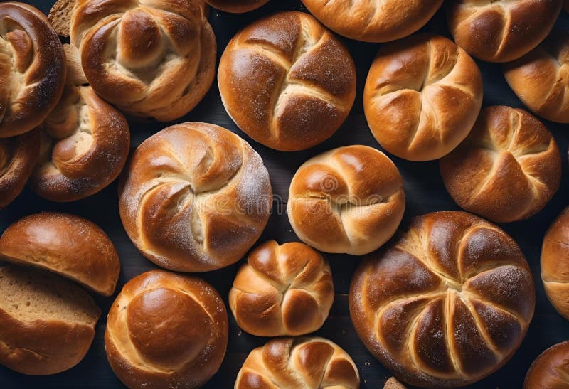 AI-generated Illustration of a Variety of Bread Loaves Arranged on a ...