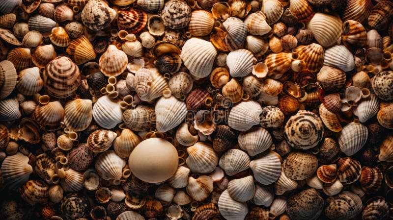 AI Generated Illustration of a Variety of Shapes and Sizes of Seashells ...