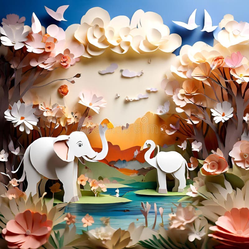 AI Generated Illustration of Various Paper Cut Animals Arranged on the ...