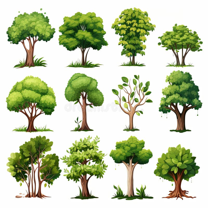 AI Generated Illustration of Various Types of Trees in a Forest Against ...
