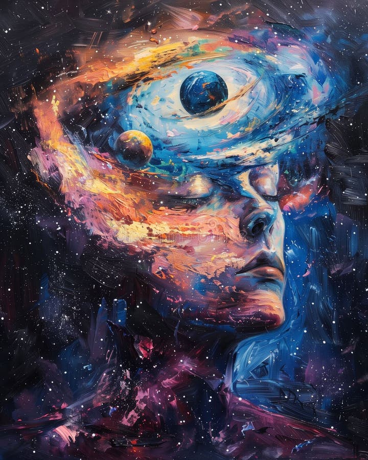 AI Generated Illustration of a Vibrant, Abstract Human Face with ...