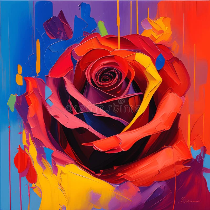 AI Generated Illustration of a Vibrant Abstract Rose Stock Illustration ...
