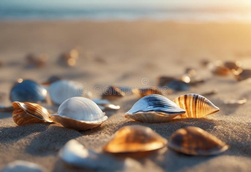 AI Generated Illustration of a Vibrant Array of Shells Scattered on a ...