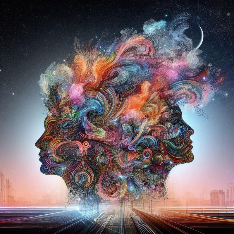 AI Generated Illustration of a Vibrant Artwork with an Array of ...