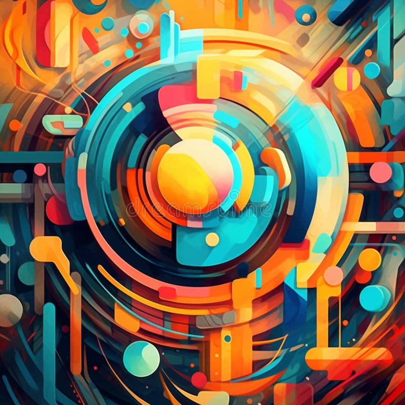 AI Generated Illustration of a Vibrant Artwork Featuring an Array of ...