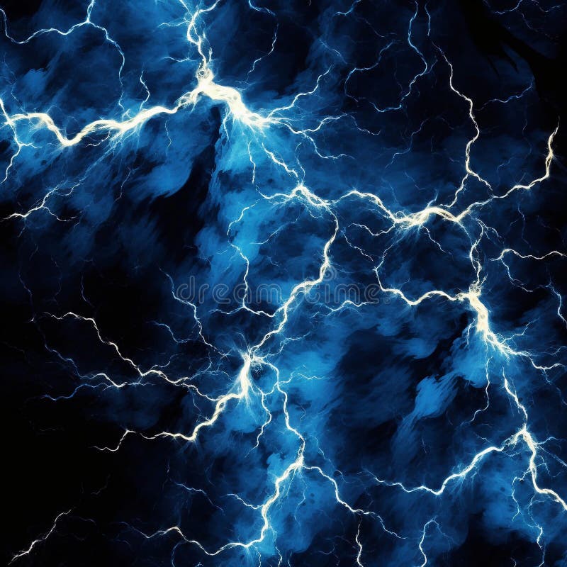 AI Generated Illustration of a Vibrant Blue Lightning Storm with an ...
