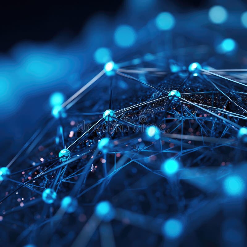 AI Generated Illustration of a Vibrant Blue Surface with an Array of ...