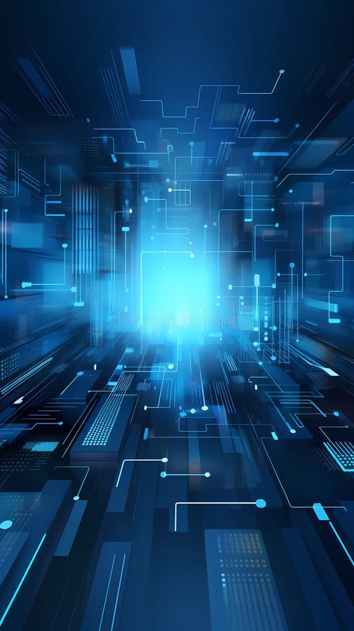 AI-generated Illustration of a Vibrant Blue Tech Backdrop Stock ...