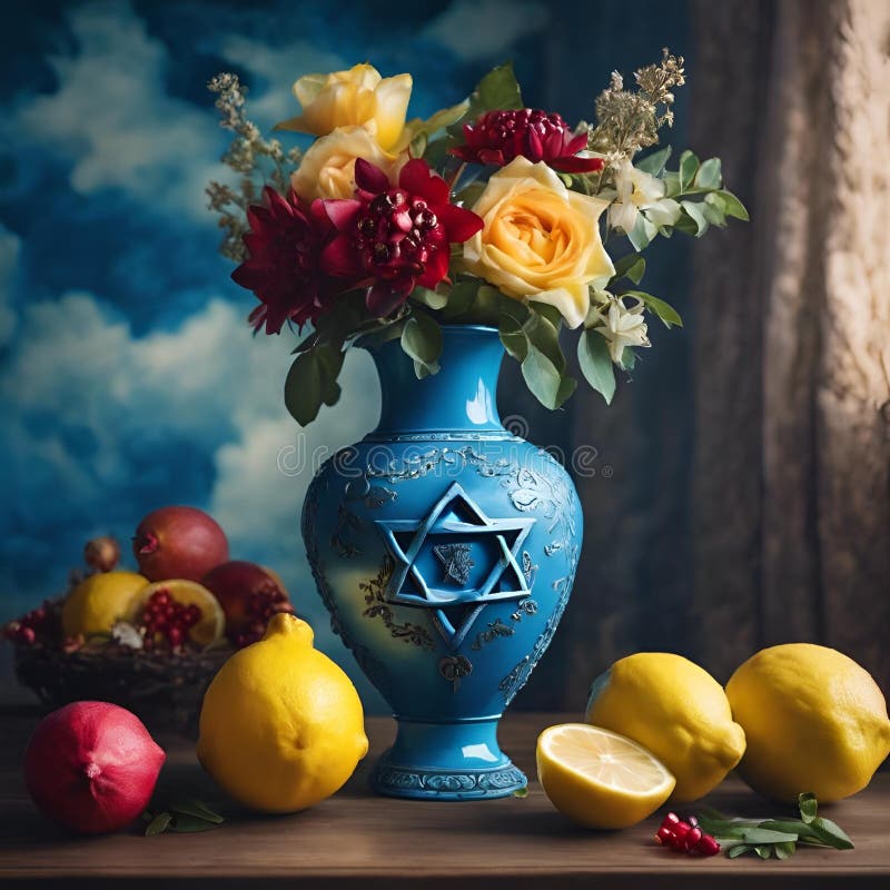 AI-generated Illustration of a Vibrant Blue Vase Featuring the Symbol ...