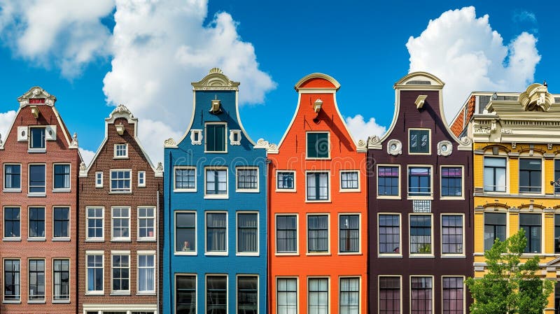 AI-generated Illustration of Vibrant Buildings Lined Up Against the ...