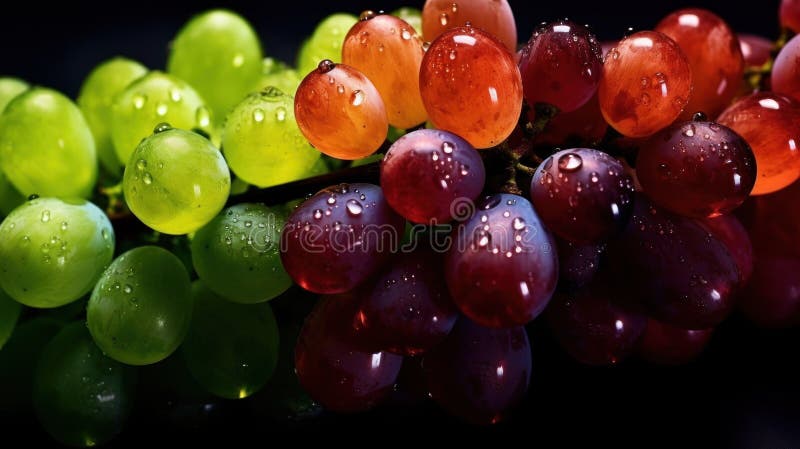 AI Generated Illustration of a Vibrant Bunch of Grapes Featuring an ...