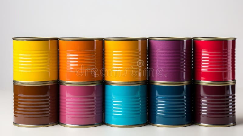 AI-generated Illustration of Vibrant Colored Cans Stock Illustration ...