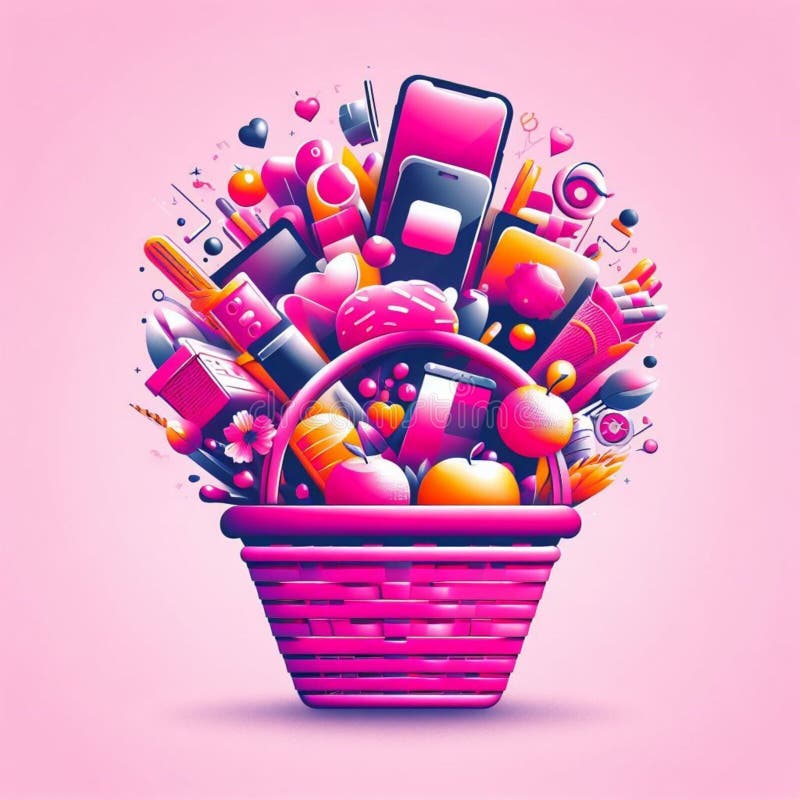 The Colorful Object is Shown in the Basket with Many Items Stock ...