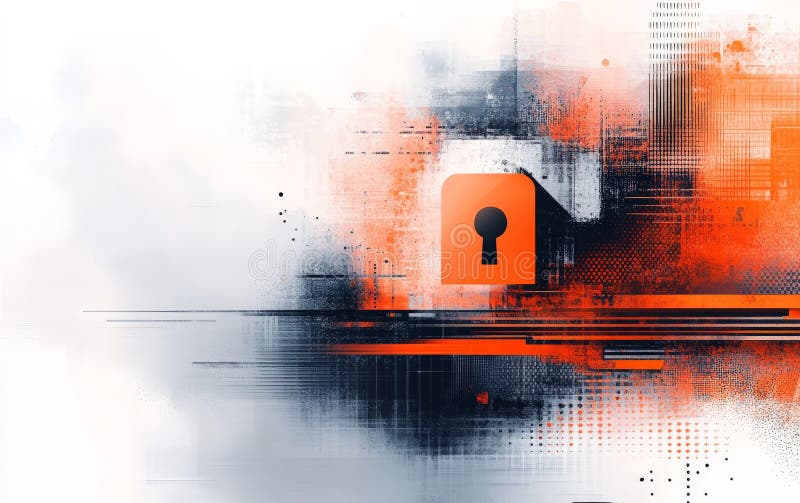Vibrant Digital Art Lock Pixelated Effects Red Orange Glowing ...