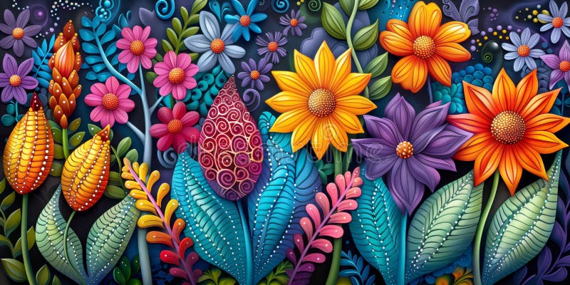 AI Generated Illustration of Vibrant Floral Paintings on the Wall Using ...