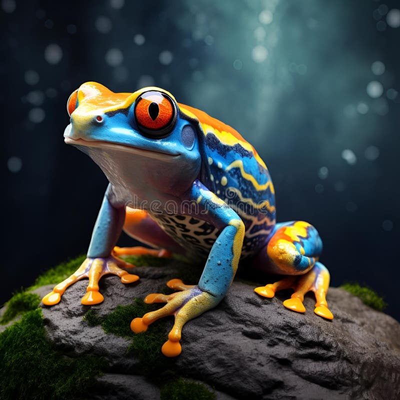 AI Generated Illustration of a Vibrant Frog Perched on a Rock Stock ...