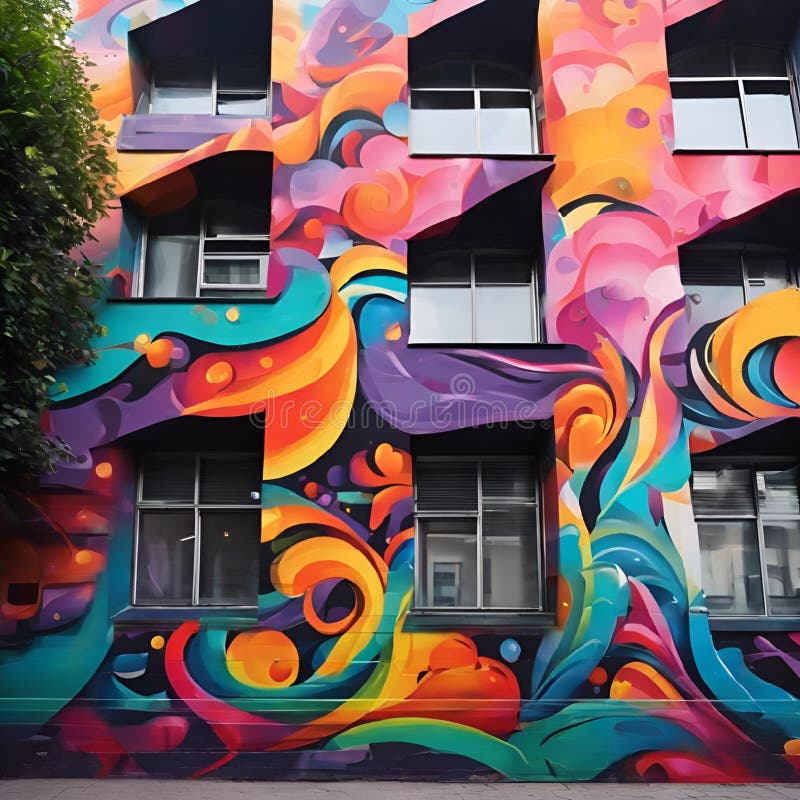 AI Generated Illustration of Vibrant Front Yard Mural in Multiple ...
