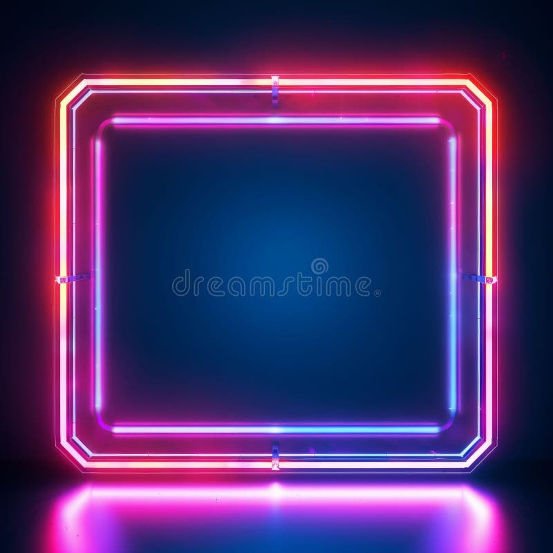 AI Generated Illustration of a Vibrant, Futuristic Square Shape with ...