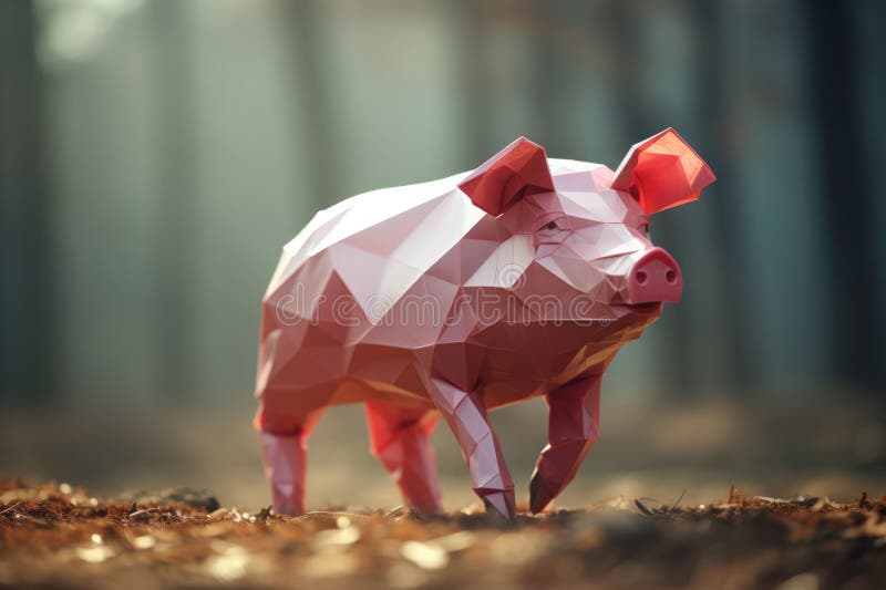 AI Generated Illustration of a Vibrant, Geometric Pig Statue in Its ...