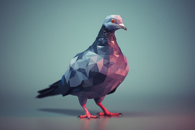 AI Generated Illustration of a Vibrant, Geometric Pigeon Statue in Its ...