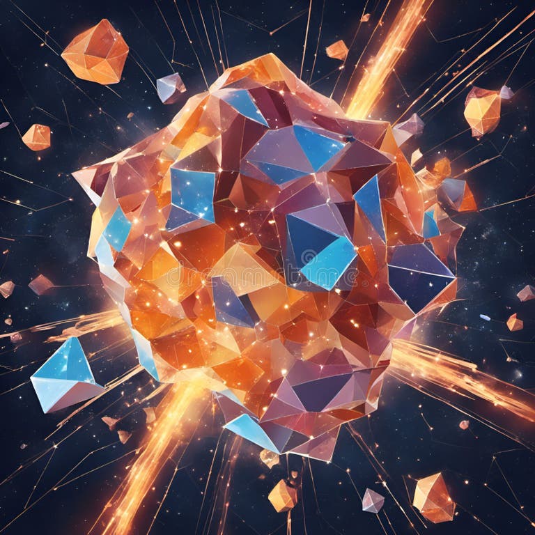 AI Generated Illustration of a Vibrant Geometric Star Exploding Amidst ...