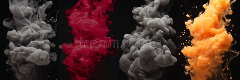 A Series of Colored Smokes in Different Colors on a Black Background ...