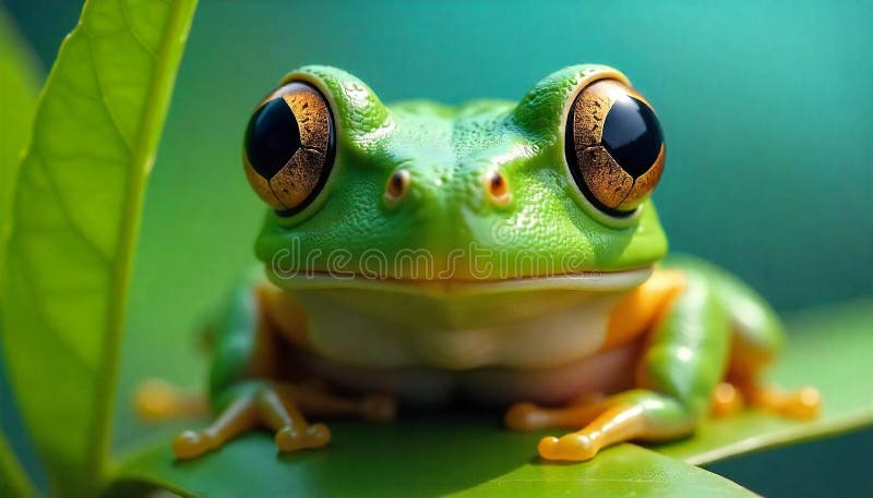 AI-generated Illustration of a Vibrant Green Frog with Big Eyes Stock ...