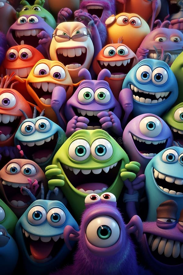 AI-generated Illustration of a Vibrant Group of Cartoon Monsters, with ...