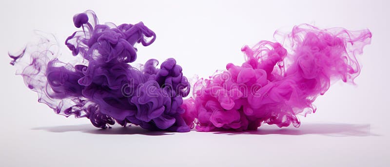 Two Pieces of Colored Smoke Floating on Top of Each Other Stock ...
