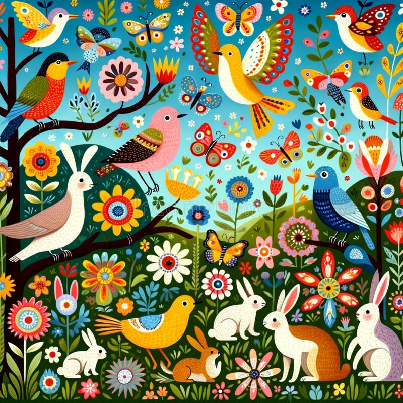 AI Generated Illustration of a Vibrant and Intricate Pattern of Animals ...