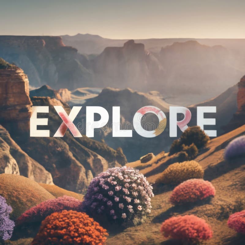 AI Generated Illustration of Vibrant Landscape with Lush Shrubs and the ...