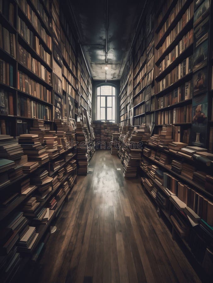 A Beautiful Library Interior with Many Books Stock Illustration ...