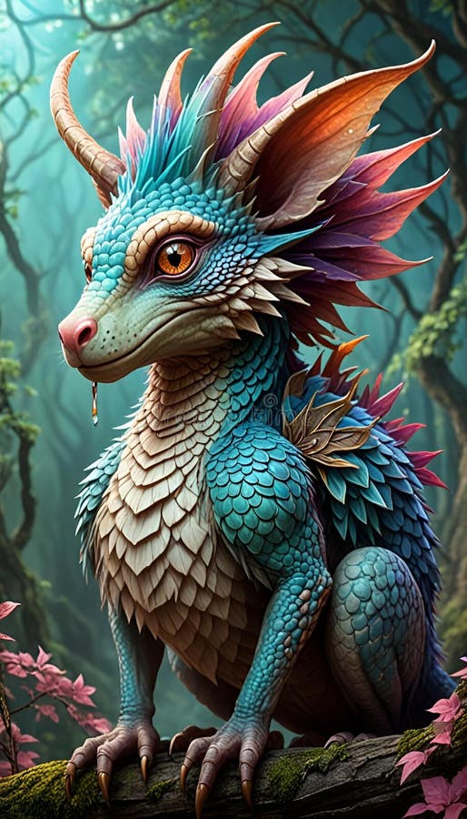 AI Generated Illustration of a Vibrant Mythical Creature Stock ...