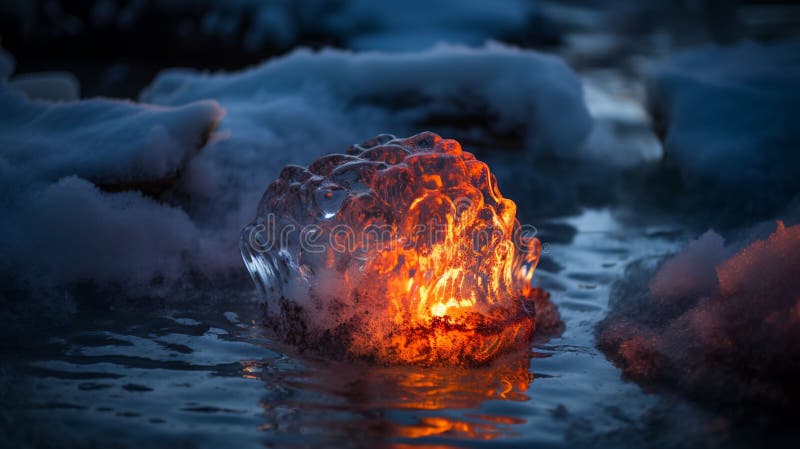 AI Generated Illustration of a Vibrant Orange Fire Flame Burning in a ...