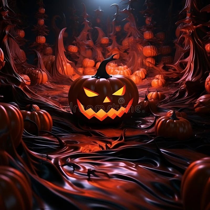 AI-generated Illustration of a Vibrant Orange Pumpkin Resting Atop a ...