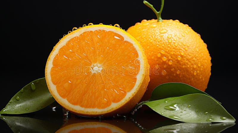 AI Generated Illustration of a Vibrant Orange Split in Two Halves ...