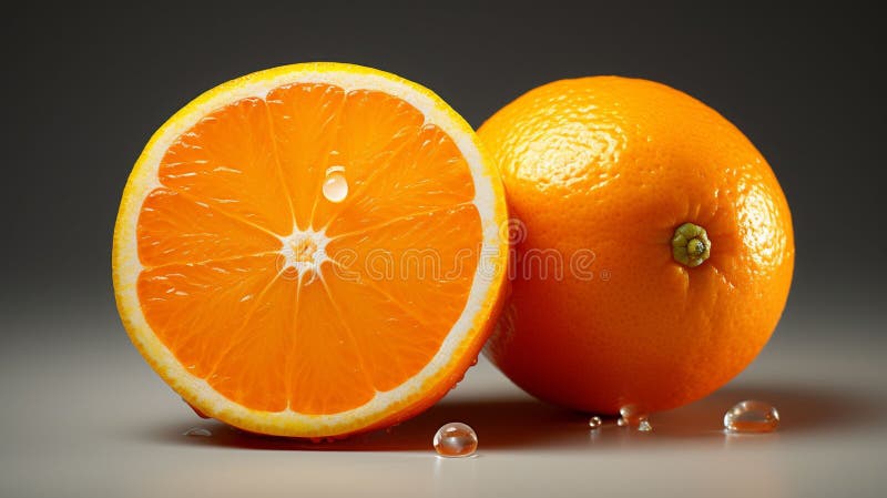 AI Generated Illustration of a Vibrant Orange Split in Two Halves ...