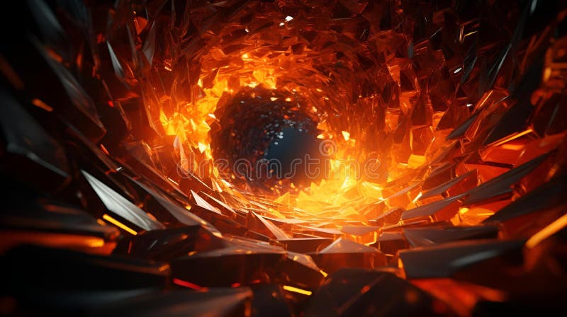AI Generated Illustration of a Vibrant Orange Vortex with Intense Black ...