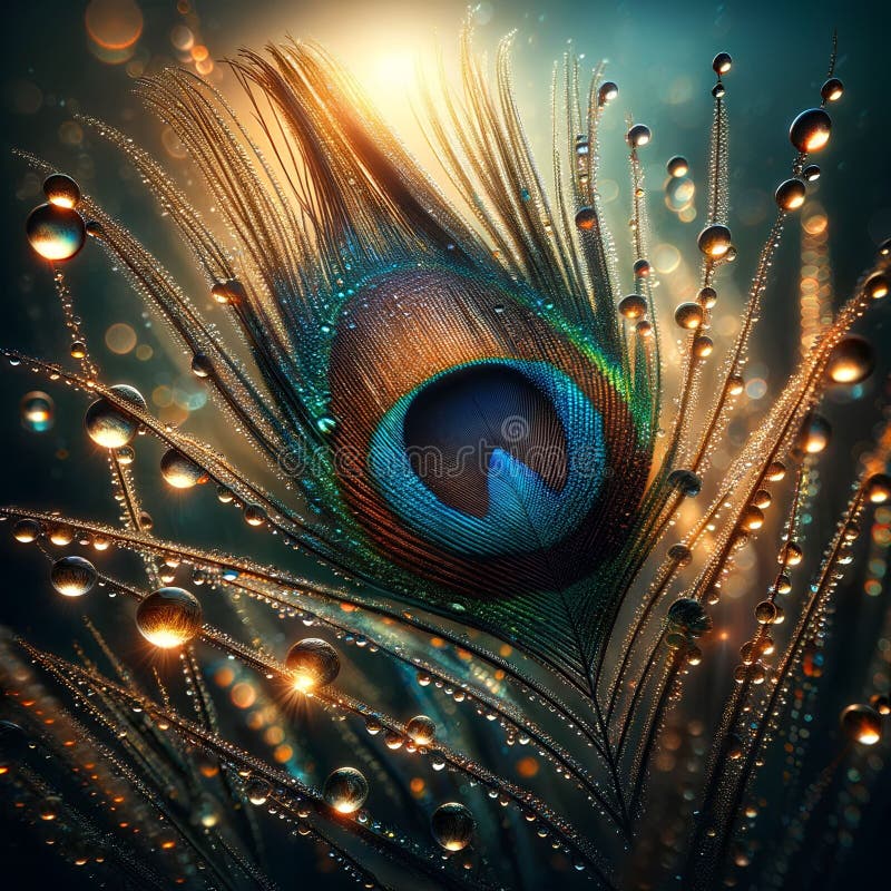 AI Generated Illustration of a Vibrant Peacock Feather Featuring Bold ...