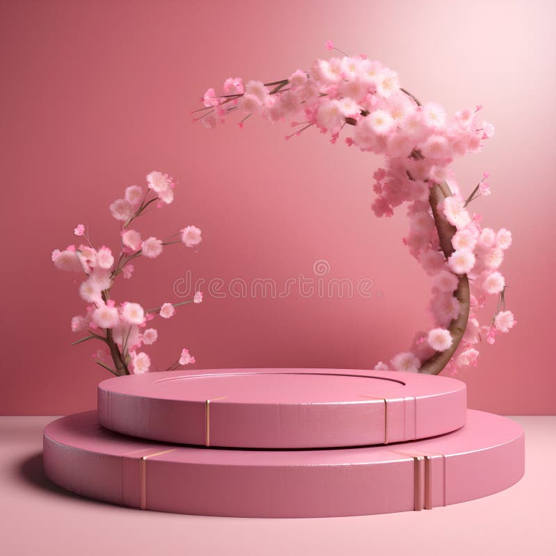 AI Generated Illustration of a Vibrant Pink Platform Adorned with a ...