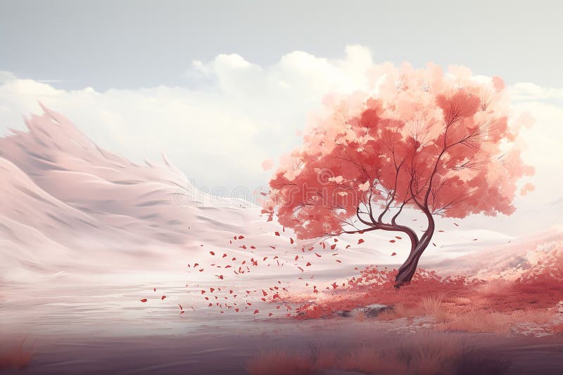 AI Generated Illustration of a Vibrant Pink Tree with Petals, Giving ...