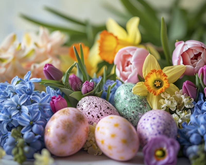 AI-generated Illustration of a Vibrant Selection of Easter Eggs with ...