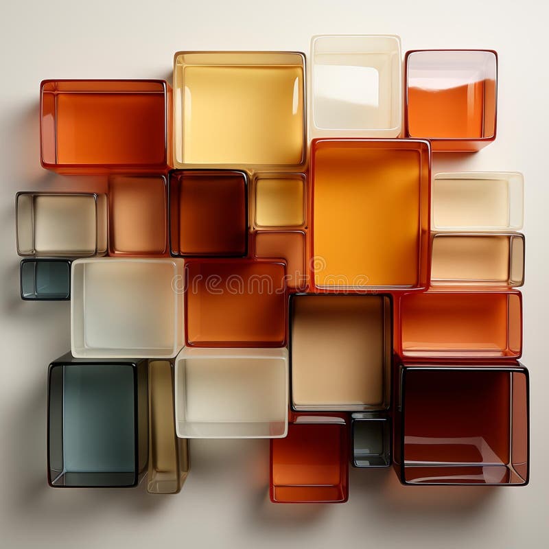 AI Generated Illustration of Vibrant Square Boxes Adorns a Wall in an ...