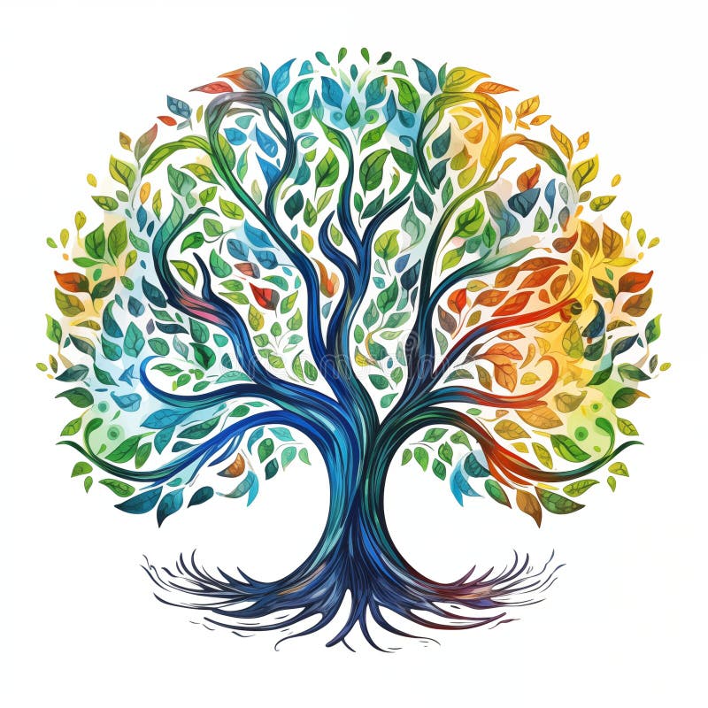 AI Generated Illustration of a Vibrant Stylized Tree of Life Stock ...
