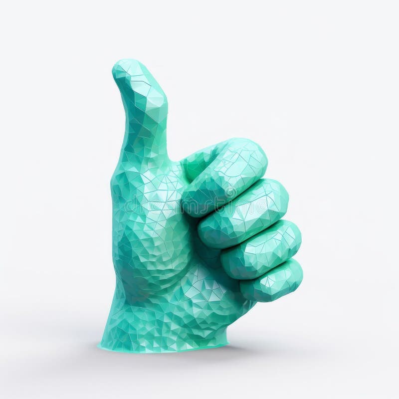 AI Generated Illustration of a Vibrant Turquoise Thumbs Up Gesture in a ...